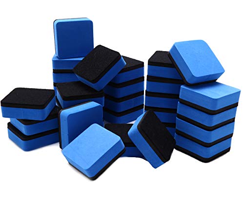 30 Pack Magnetic Whiteboard Eraser for School Classroom, Office, Home - Buytra Dry Erase Erasers Cleaner for Dry-Erase White Board, 1.97 x 1.97", Square Shape (Blue)