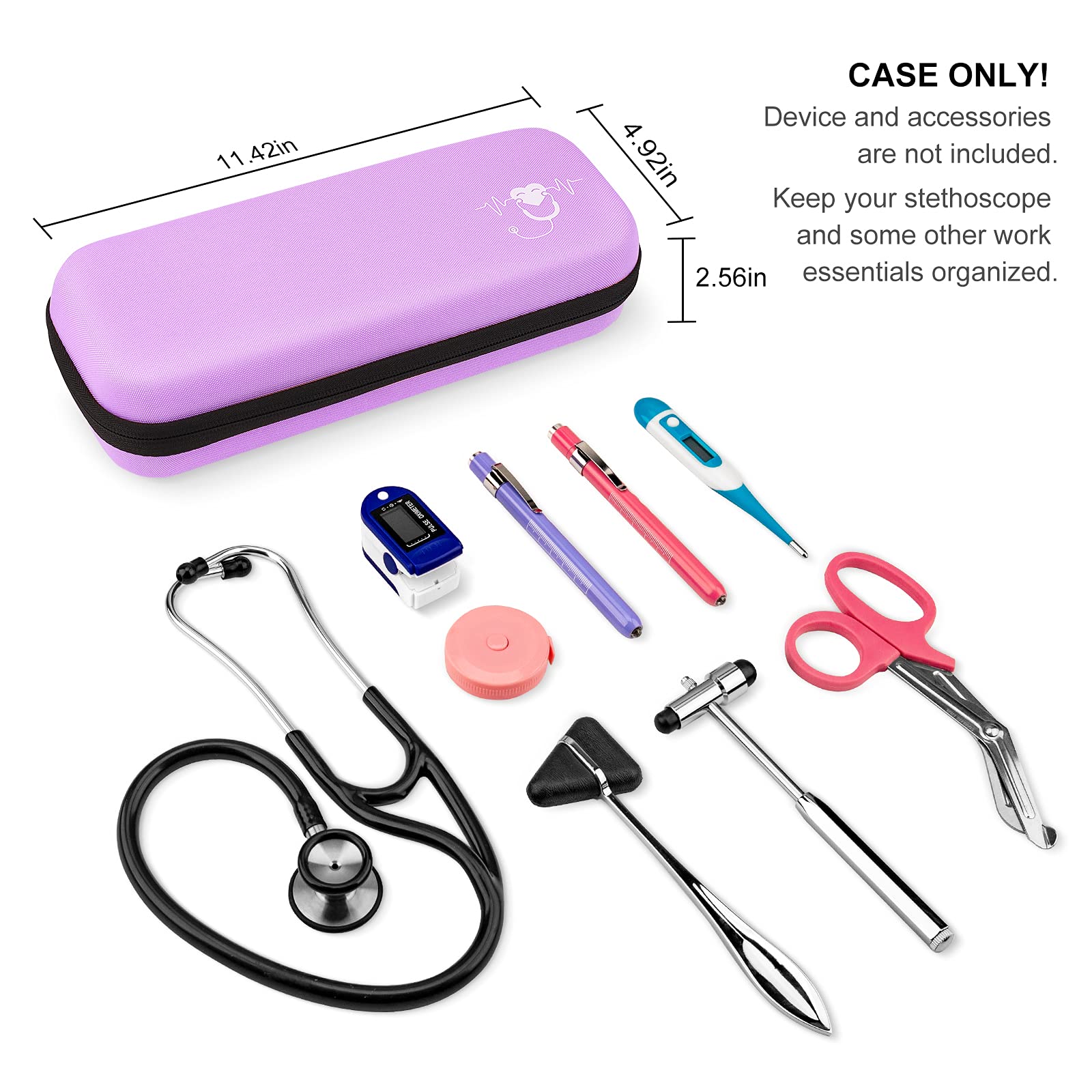 Opoway Stethoscope Carrying Case, Hard Stethoscope Case Compatible for 3M Littmann Classic III, Cardiology IV Diagnostic, MDF Acoustica Stethoscopes and Other Nurse Accessories (Purple)