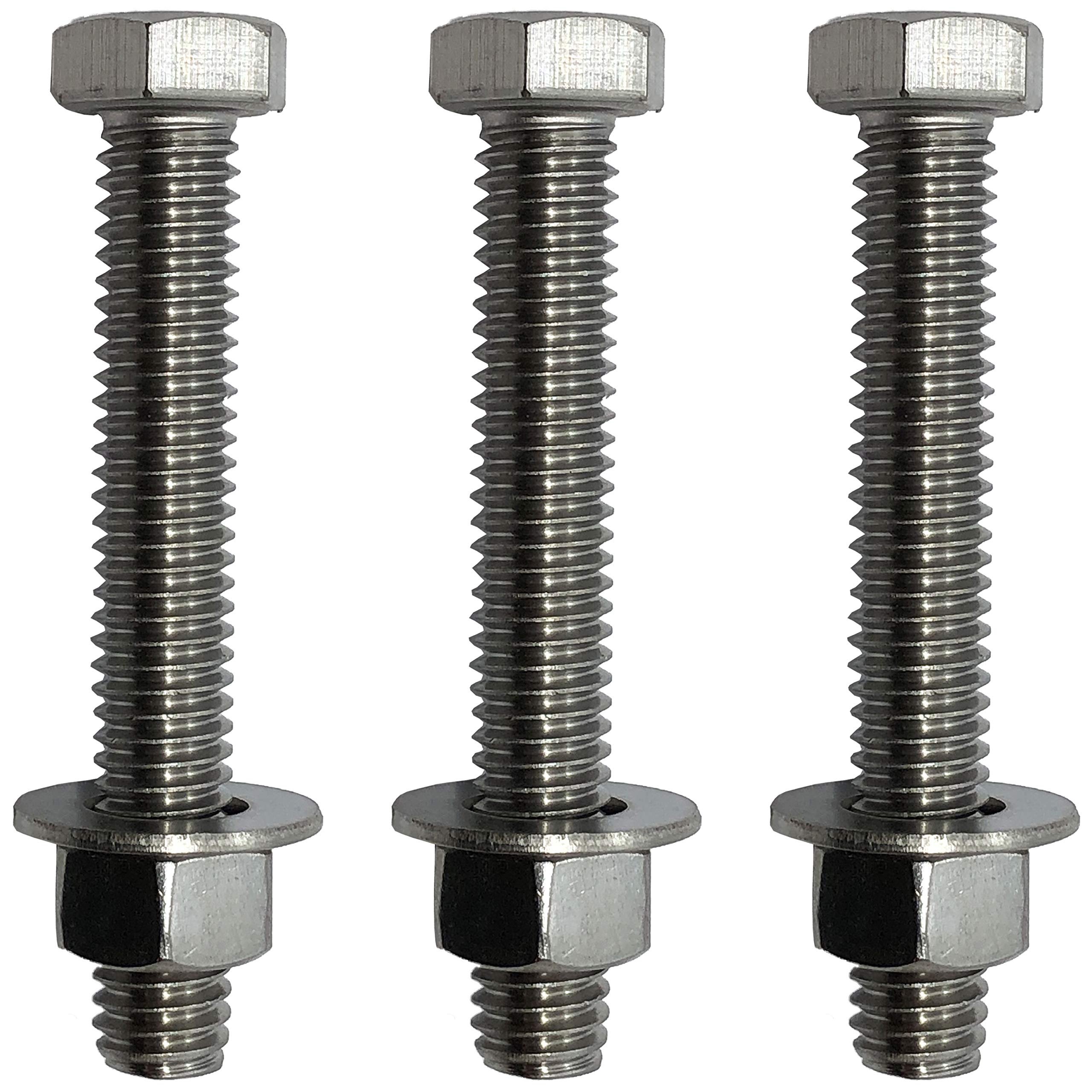 3/8" -16 x 4-304-STAINLESS Steel Bolts, Nuts & WASHERS - 18-8 HEX Head Bolt - 304 Grade. General Purpose (10) Bolts + (10) Nuts + (10) Washers