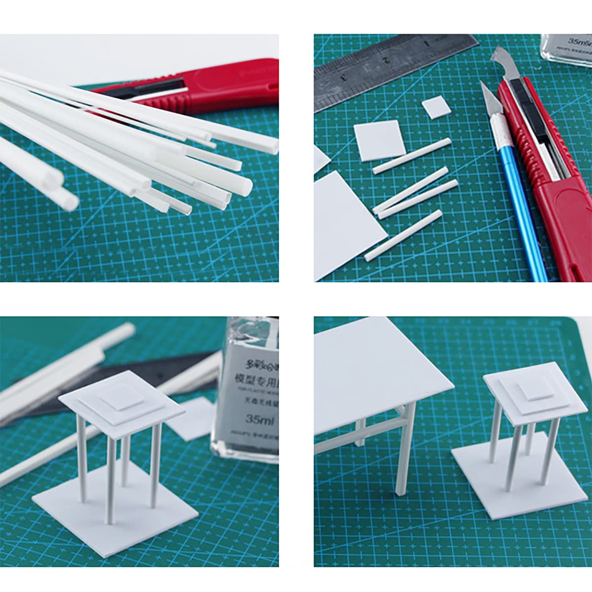 10Pcs White Plastic Rods Round Solid Bar DIY Model Material ABS Round Stick for DIY Sand Table Model, DIY Toys Doll House, DIY Scene Making, Building Making, Length 250mm, Diameter 1mm to 6mm Option