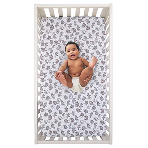 NoJo Little Love Sloth Let's Hang Out Grey and White Fitted Crib Sheet