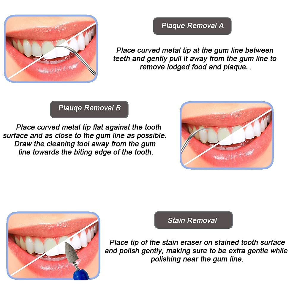 bonmall Portable Plaque and Tartar Remover Double Travel Tooth Stain Remover-Tooth Eraser Dental Teeth Kit Interdental Pick for Home Use & Outdoor