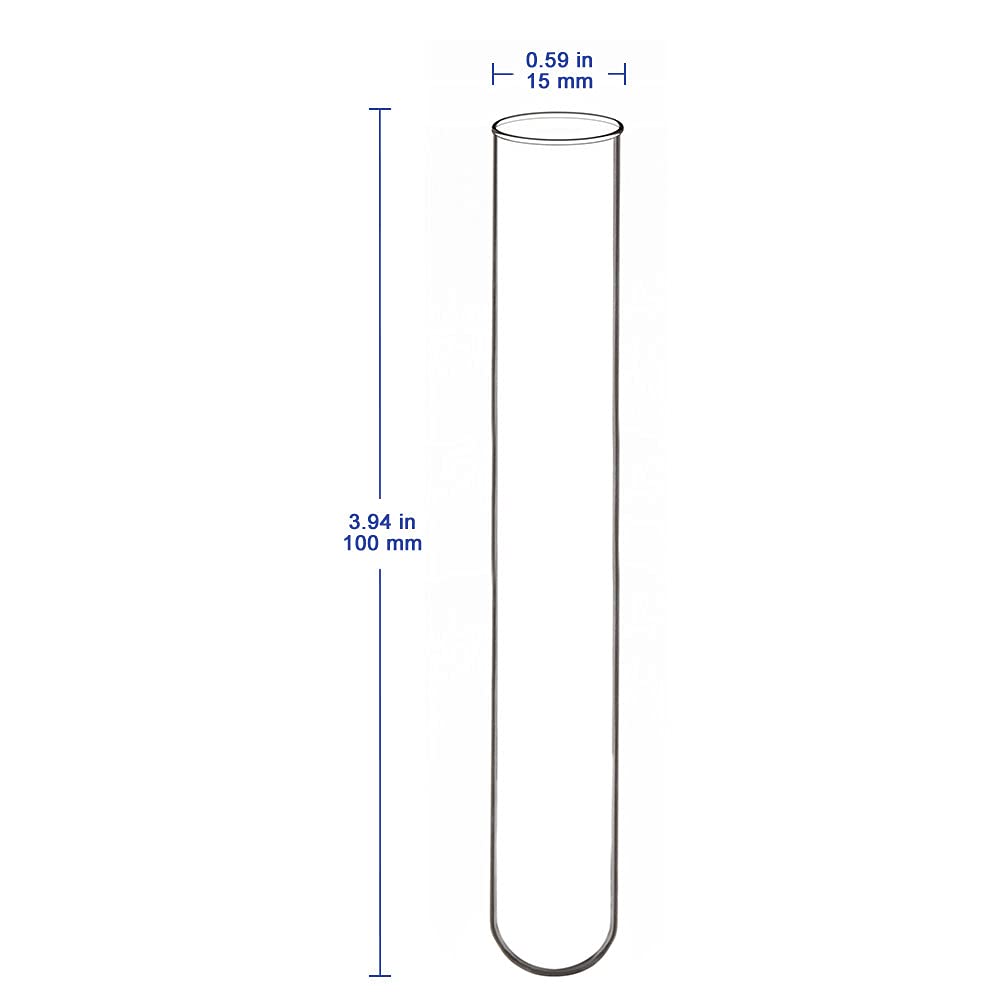 Labasics 30 Pack Borosilicate Glass Round Bottom Test Tubes, 15 mm OD X 100 mm Length (Pack of 30)