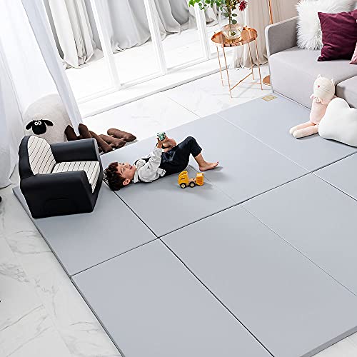 ALZIP MAT Eco Silion Urban, Folding Baby Play Mat Eco-Friendly Non-Toxic Non-Slip Reversible Waterproof (XG (110x55 inch), Grey)