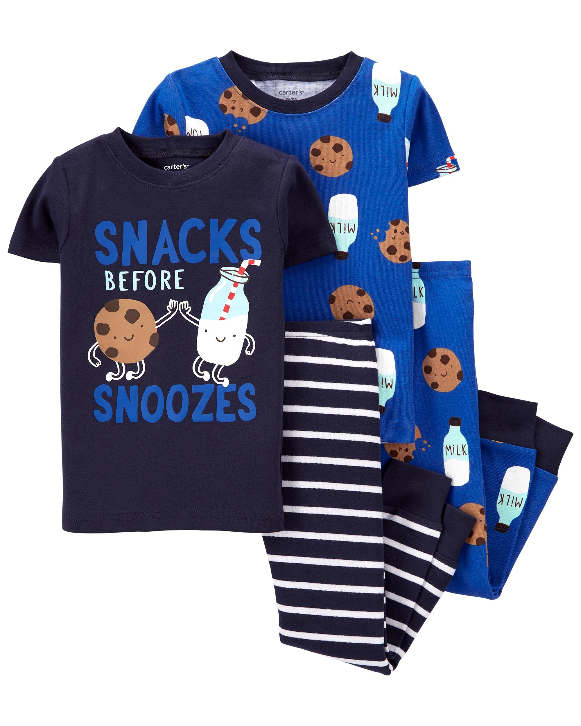 Carter's 4-Piece Toddler and Baby Boy's Snug fit Cotton Pajamas (Snacks, 5T)