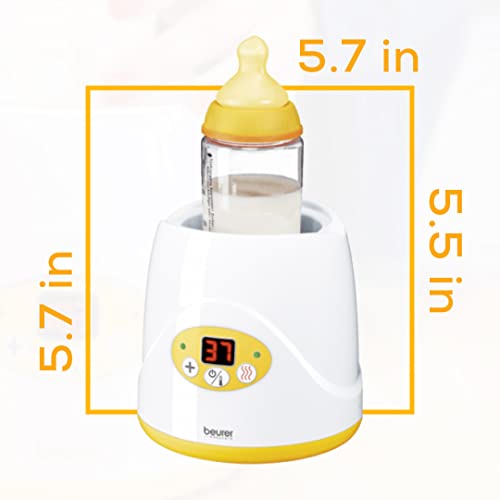 Beurer Baby Bottle Warmer & Food Warmer,BY52 | Portable 2-in-1 Heater with Keep Warm Function for Breast-Milk,Formula & Food | AVENT & NUK Bottles | with Lifter,LED Display,Safety Switch-Off & Cap