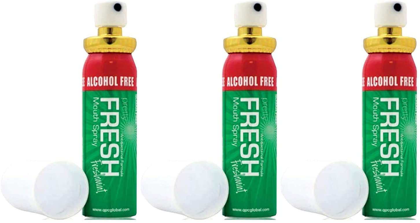 3 Pack of Pretty Fresh Instant Breath Freshener Mouth Spray Fresh Mint,Fights Bad Breath.