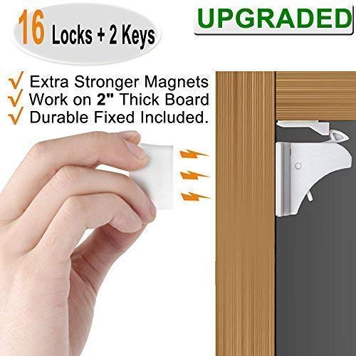 28 Locks + 4 Keys Magnetic Cabinet Locks - 2 Items: 12 Locks + 2 Keys Bundle with 16 Locks + 2 Keys
