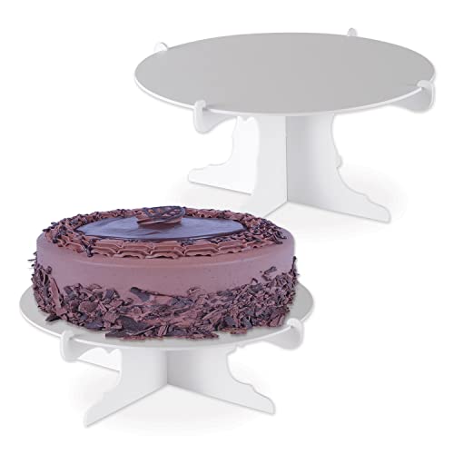Beistle 2 Piece Durable Cake Stands For Weddings Birthday Party Cupcake Holders Baby Shower Celebration Supplies, 12.5" x 6", White
