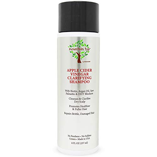 MOUNTAIN TOP Apple Cider Vinegar ACV Shampoo (8 oz / 273 ml) with Biotin, Castor Oil - Clarifying, For Fuller & Thicker Hair - Paraben, Sulfate Free - All Hair Types, Men & Women