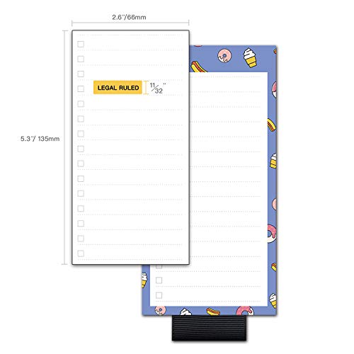 5 Pack Magnetic Notepads with Pen Holder for Fridge, Full Magnet Back Notepad, To Do List, Grocery Shopping, Fast Food Theme, 6 x 3 Inches, 50 Sheets, Memo Pad for Fridge, Locker, File Cabinet, etc