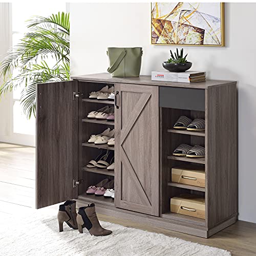 Bellemave Shoe Storage Cabinet, 4 Tier Shoe Rack with Drawers and Doors, Entryway and Hallway Furniture for Home and Office,47 inch,Gray Oak