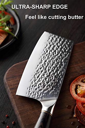 BECOKAY Cleaver Knife - 7 Inch Meat Cleaver, German High Carbon Stainless Steel Butcher Knife with Ergonomic Handle for Home Kitchen and Restaurant, Ultra Sharp Chopper Knife