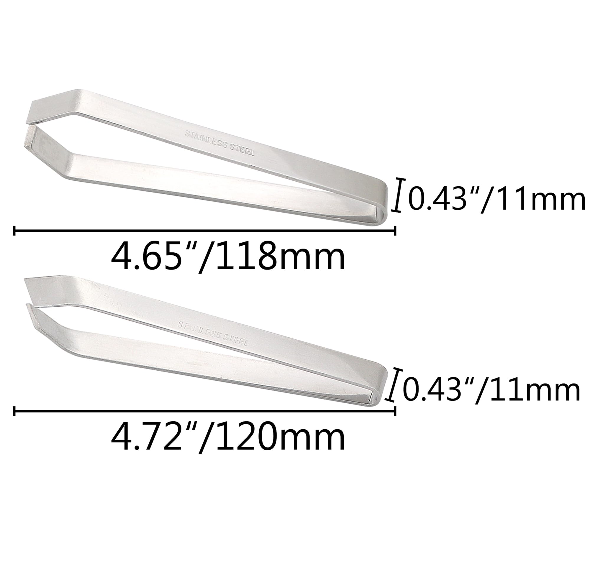 2 Pieces Fish Bone Tweezers, Stainless Steel Flat and Slant Tweezers Pliers Remover Tool (4.6")