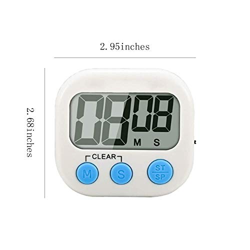 Timer, Multi-Functions Magnetic Countdown Kitchen Digital Timers ,Use for Cooking,Classroom,Bathroom,Teachers,Kids Time Management,White(No lncluded Battery)