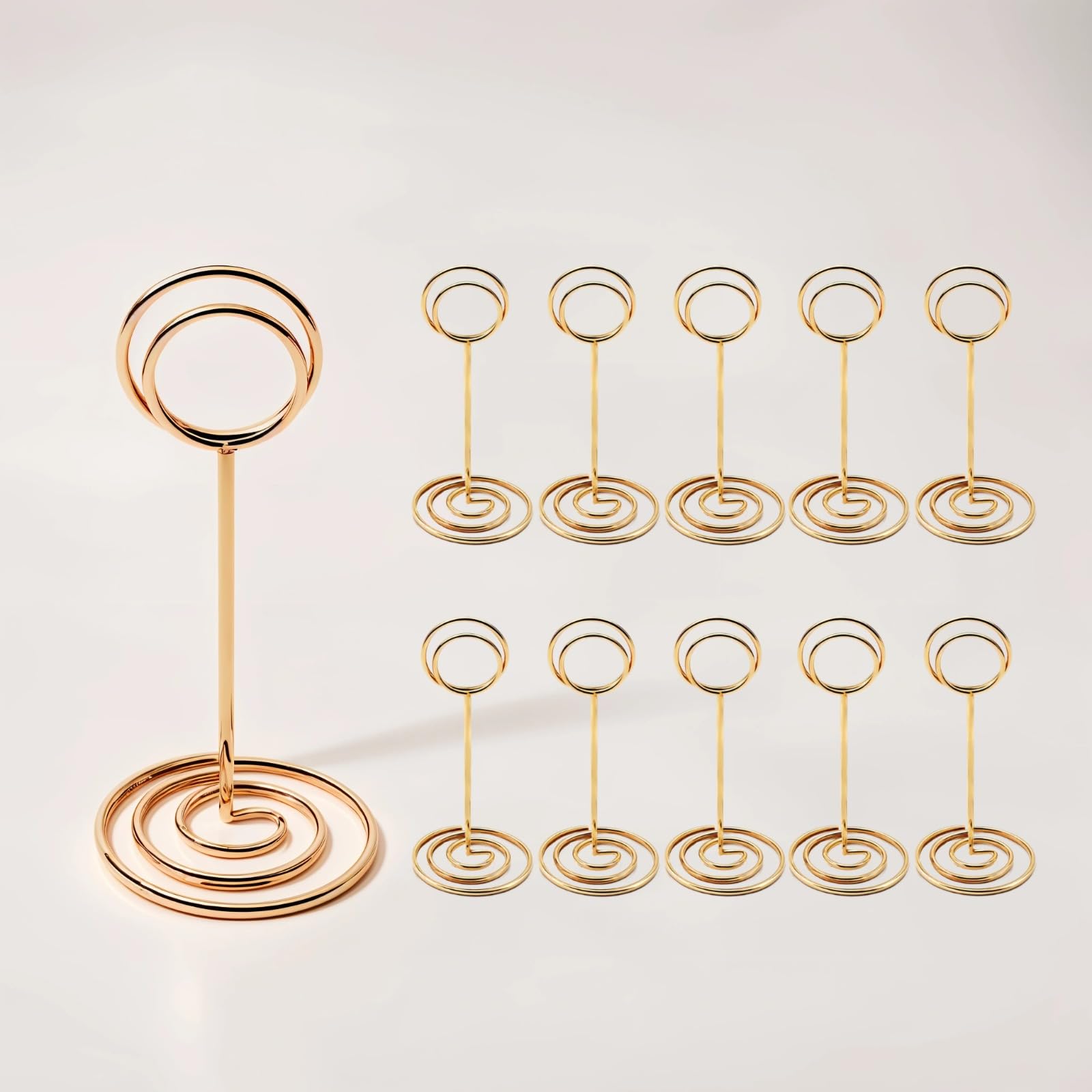 10Pcs Gold Table Number Holders with 10 Table Numbers Cards - 3.35 Inch Table Number Stands β Name, Picture, Place Card Holder for Centerpieces, Wedding Reception, Birthday, Restaurant & Parties