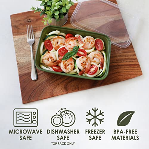 Bentgo® Prep 1-Compartment Containers - 20-Piece Meal Prep Kit with 10 Trays & 10 Custom-Fit Lids - Durable Microwave, Freezer, Dishwasher Safe Reusable BPA-Free Food Storage Containers (Khaki Green)