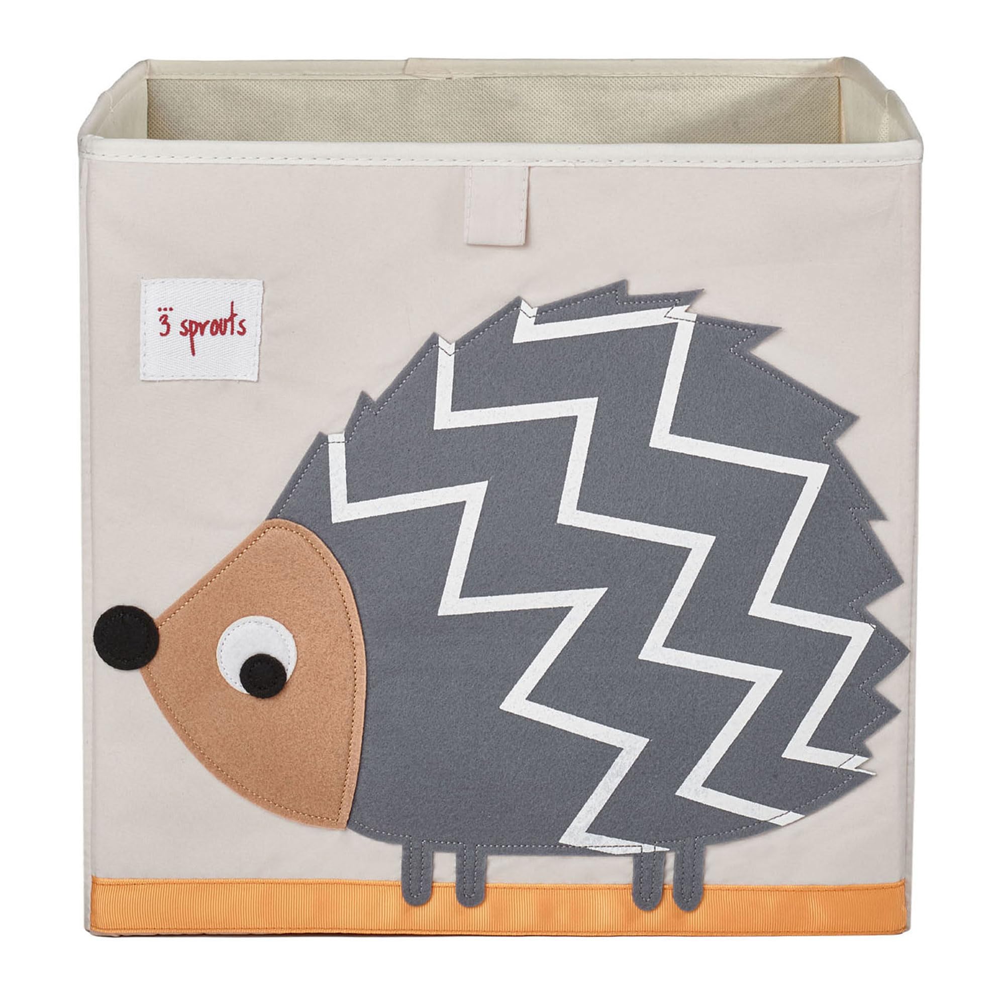 3 Sprouts Kids Childrens Collapsible Fabric 13 x 13 x 13 Inch Storage Cube Bin Box for Cubby Shelves, Orange Fox & Hedgehog (2 Pack)