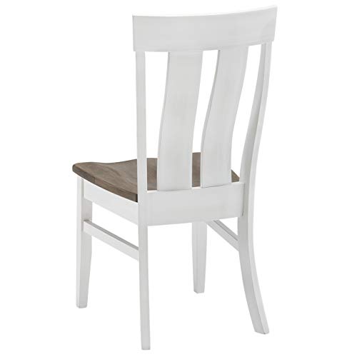 5 Piece Solid Maple Wood Dining Room Set | Full Kitchen Table Set with Table and 4 Chairs | 38β x 48β Brown and White Rectangle Table with Eased Edge and Distressing | Handmade in USA