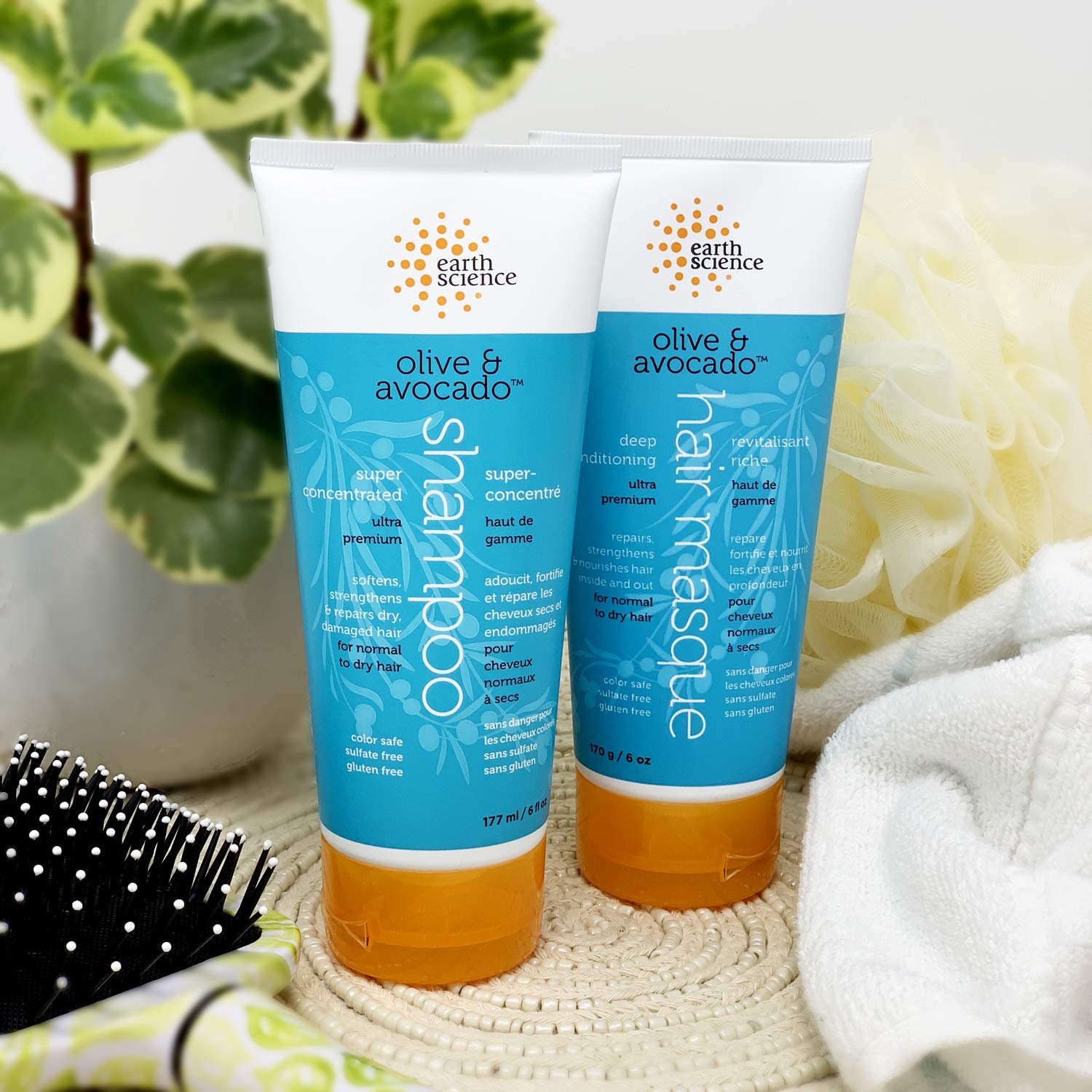 EARTH SCIENCE - Olive & Avocado Oil Shampoo: Super Concentrated for Normal to Dry Hair (4pk, 6 oz.)