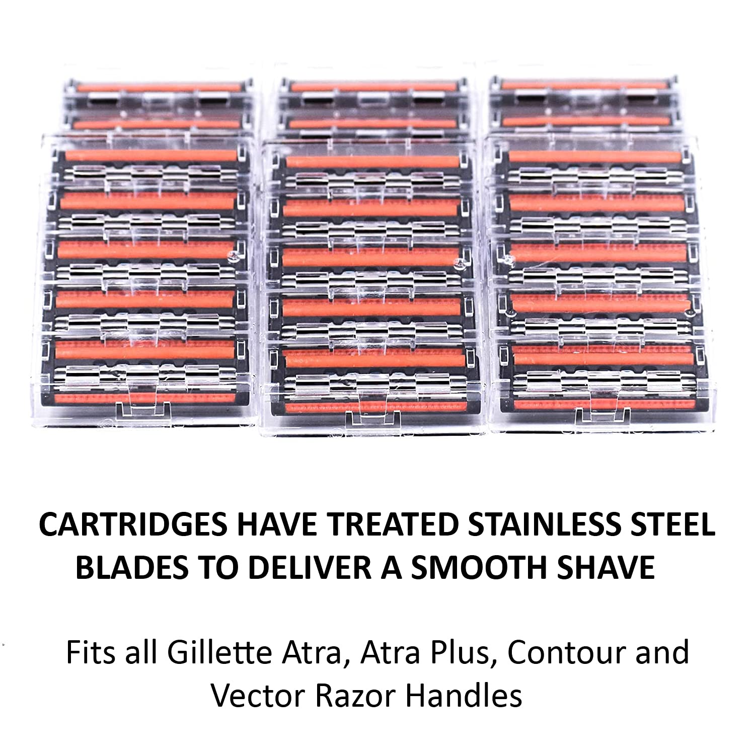 30 Taconic Shave Triple Blade Razor Cartridges for Gillette Atra, Atra Plus, Vector & Contour Razor Handles, Aloe Lubricating Strip for a More Comfortable and Closer Shave