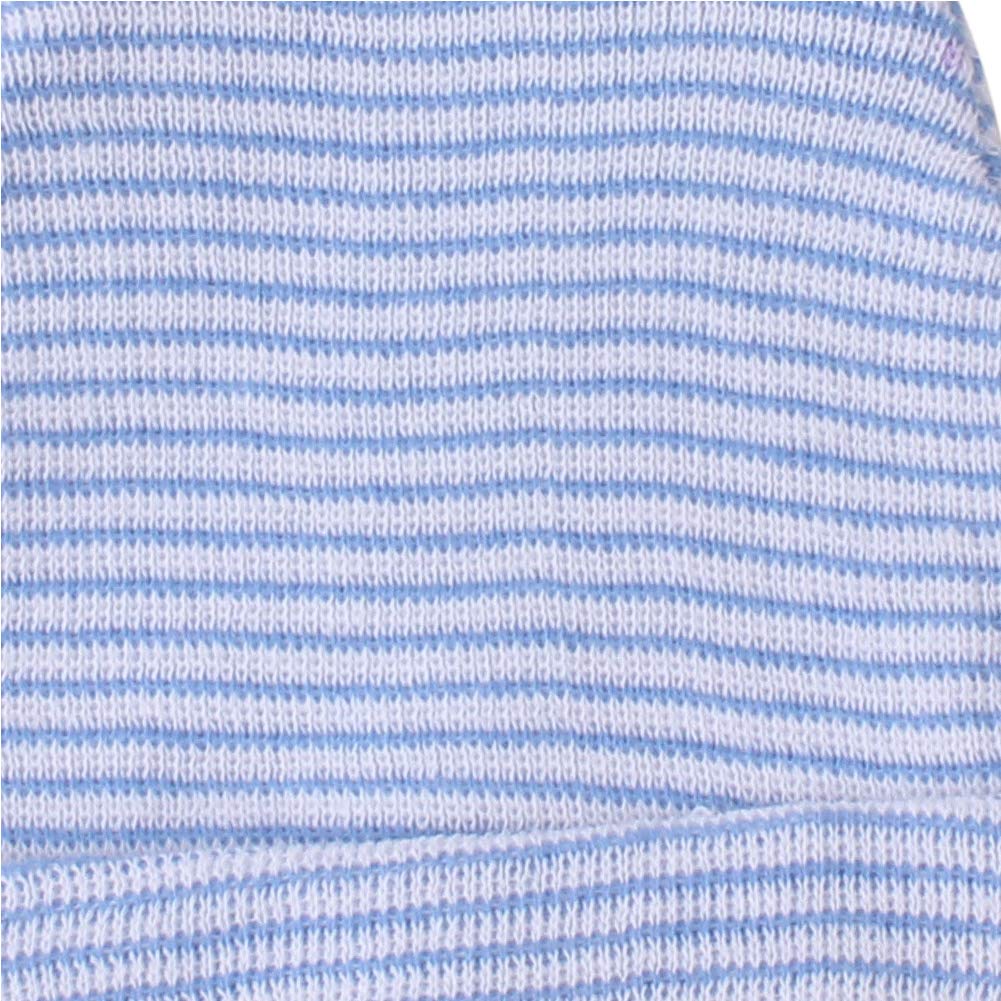 Aablexema Newborn Hat with Ears - Infant Boys Hospital Hat Baby Nursery Beanie Caps 0-3 Months(3pcs, A White & Blue & Grey)