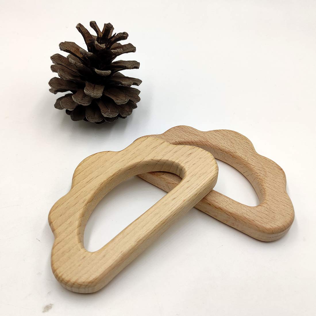 10pcs Natural Wood Cloud Shape Teether Toys DIY Teething Necklace Cute Animal Pendant Nursing Soothing Accessories (Cloud 10pcs)