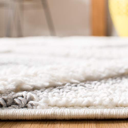 SAFAVIEH Moroccan Tassel Shag Collection 10' x 14' Ivory/Grey MTS601F Boho Non-Shedding Living Room Bedroom Dining Room Entryway Plush 2-inch Thick Area Rug