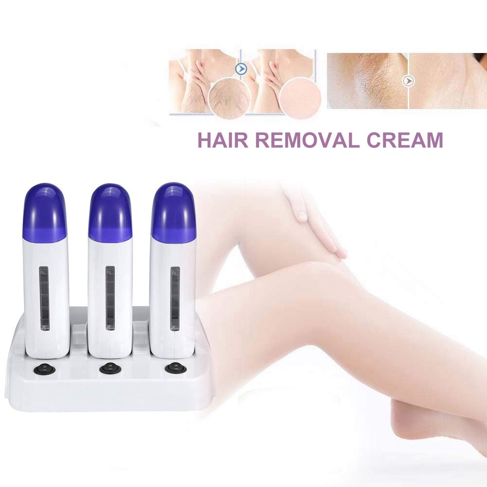 3 Types Portable Wax Roller Warmer for Women's Hair Removal, Roll on Home and Salon Waxing Machine with Cartridges (06#)