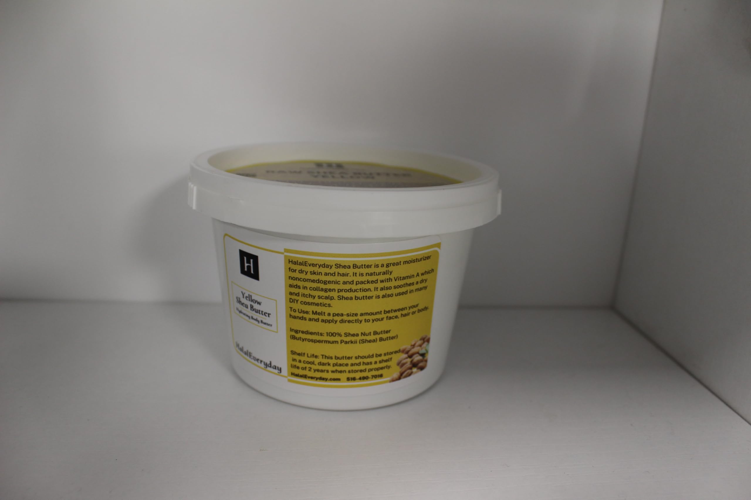 HalalEveryDay Raw Unrefined Grade A Soft and Smooth Yellow African Shea Butter from Ghana - Amazing quality and consistency - comes in a 16 oz Jar - Total weight approximately 14 oz