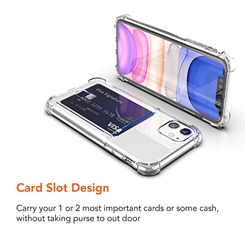 ANHONG Upgrade iPhone 11 Clear Case with Card Holder, Protective Soft TPU Shock-Absorbing Bumper Wallet Case for iPhone 11 6.1β