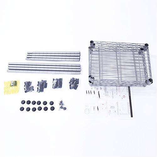 4-Wire Shelving Silver Gray Metal Storage Rack Height Adjustable Shelves, Heavy Duty Commercial Grade Steel Utility Layer Shelf Rack Organizer for Restaurant, Pantry, Kitchen Garage, 13.8"x9.8"x31.5"