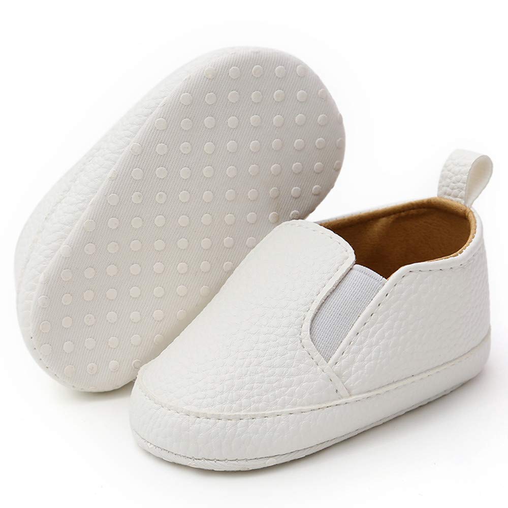Timatego Infant Baby Boys Girls Snow Boots Non Slip Soft Sole Toddler First Walker Crib Warm Winter Shoes 0-18 Months(0-18 Months) 0-6 Months Infant, 03 White Baby Loafers