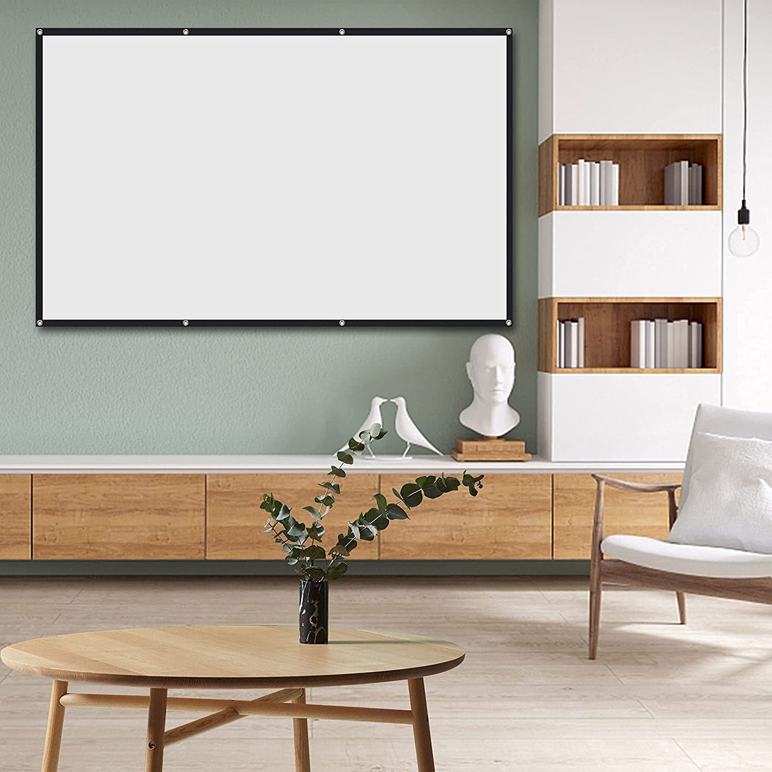 100 inch Projector Screen 16:19 HD 4K Foldable and Portable Anti-Crease Portable Projector Screen Double Sided Video Projection Screens for Home ,Party,Office, Classroom,Outdoor