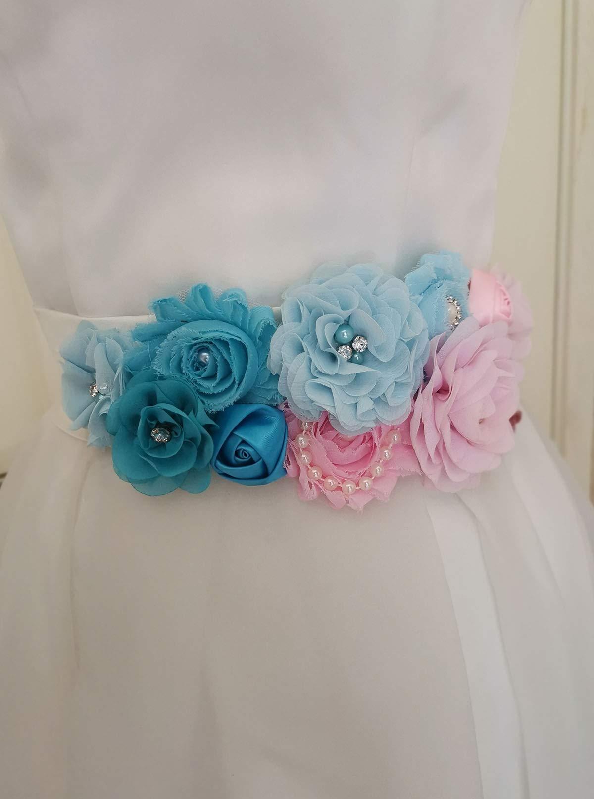 Abading gender reveal materntiy sash for mom to be baby shower sash (bule pink)