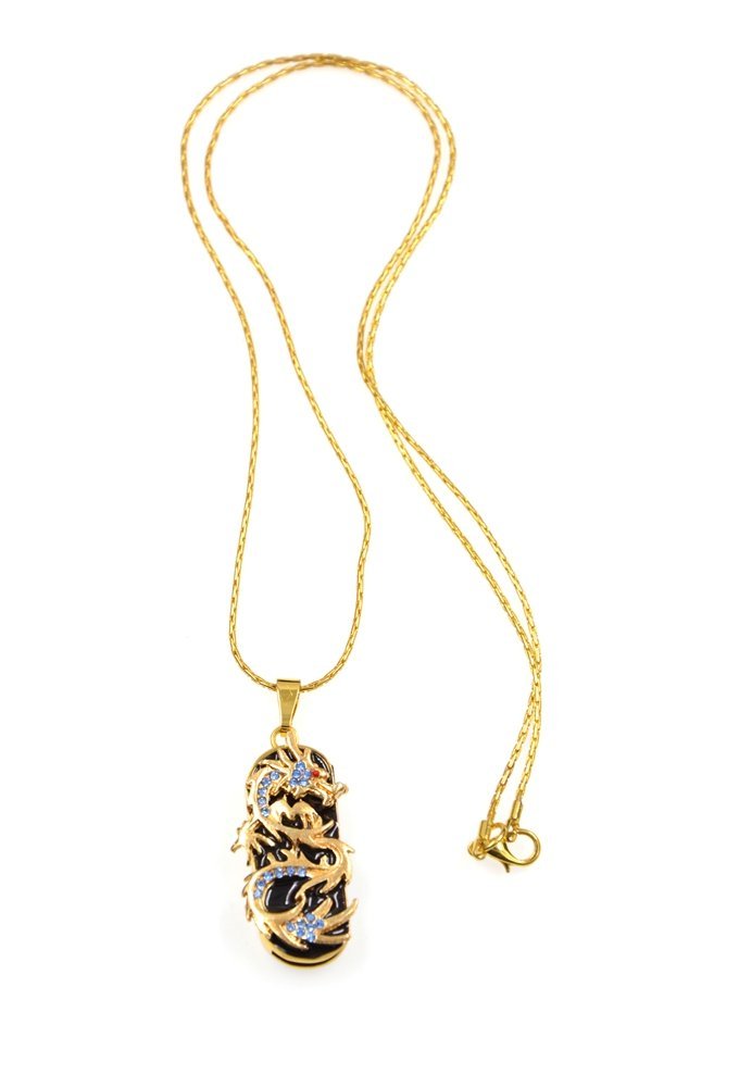 32GB USB Flash Drive Lovely Golden Dragon Thumb Drive with Crystal Pendant with Necklace USB 2.0 Memory Stick Pendrive by FEBNISCTE
