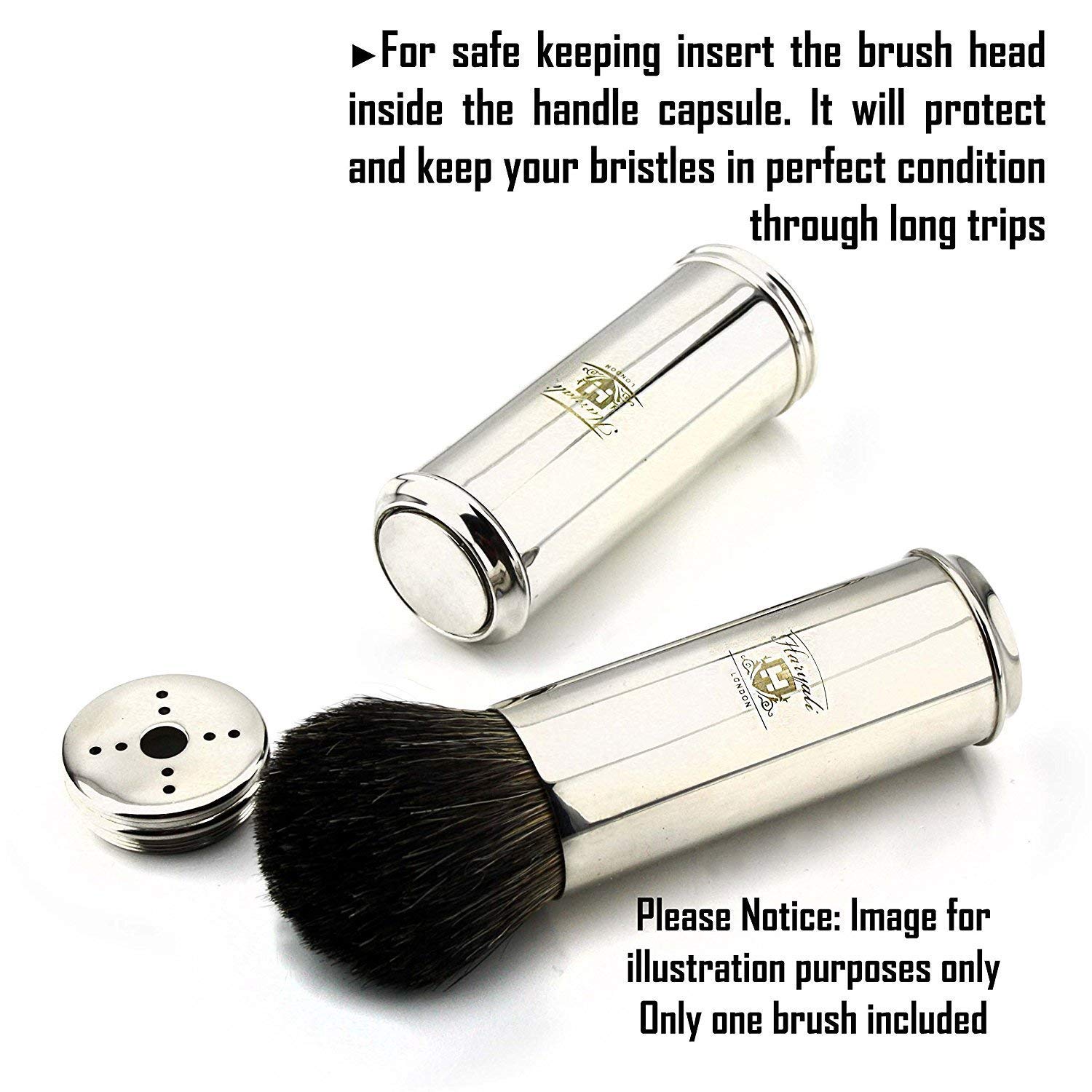 JAG Shaving brush Badger Hair Travel Shaving Brush in Nickel Plated Handle