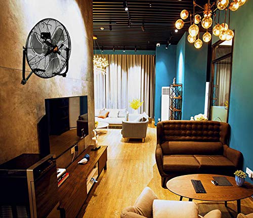 Aain(R AA010 20'' High Velocity Floor Fan, 6000 CFM Industrial Metal Fans for Industrial Garage Shop, 3 Speed Settings, Black