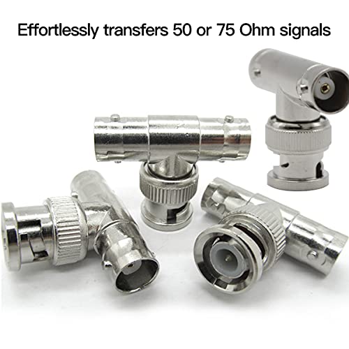 VFLTOOL 14 Pcs BNC Male to Double Female Adapter, T-Shaped Splitter for Coaxial Cable Extension, Nickel Plated Brass