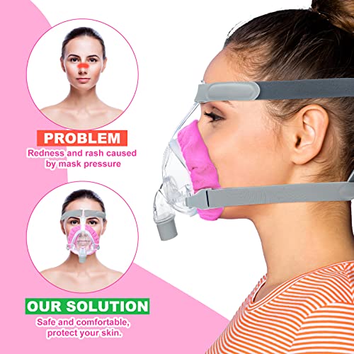 24 Pack Mask Liners Full Face Reusable Soft Mask Covers Reduce Air Leaks and Blisters Washable Cushion Covers Compatible with Most Full Face Masks (Pink)