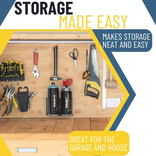 Koova 2 AerosolĀ Spray Can Holder | Easy Install Wall Mount | Heavy-Duty Powder Coated Steel Storage Rack for Garage & Home | Craft Workspace Paint Bottle Organizer | Hardware Included | USA Made