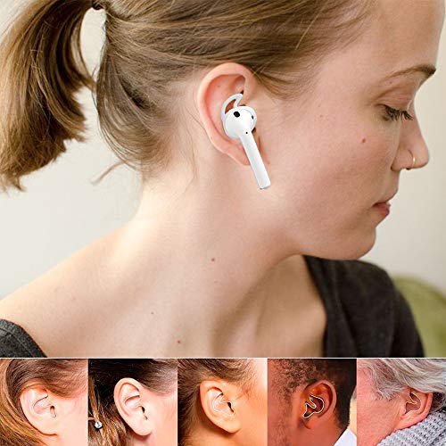 Anti-Slip Eartips Soft Silicone Skin Gels Earhooks Covers with Secure Wing Earbuds Sport Accessories (Clear) 4 Pairs