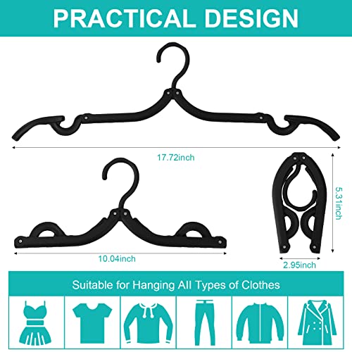 12 PCS Travel Hangers,Portable Folding Clothes Hangers,Black Foldable Hangers Lightweight Travel Accessories,Non-Slip Folding Hangers for Clothes,Foldable Clothes Drying Rack for Travel and Home