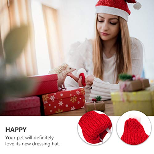 ABOOFAN 5pcs Small Animal Christmas Costume Pet Christmas Hat Santa Claus Cap Head Accessories for Rabbit Hamster Guinea Pig Rats Puppy Kitten Kitty