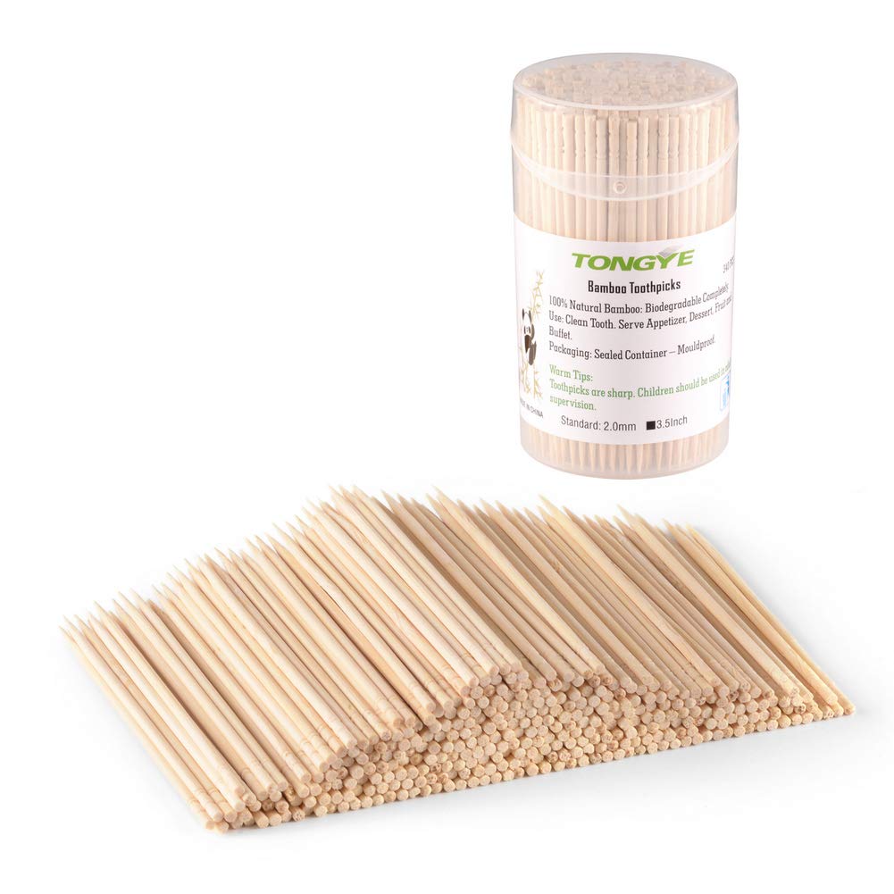 340 PCS Bamboo Toothpicks 3.5 inch, Ornate Kokeshi Style Tooth Picks, Round Toothpicks wood, Long/Large Wooden Toothpicks, Small Skewers for Appetizer, Cocktail Olives, Cupcake Toppers, Cake Testing.