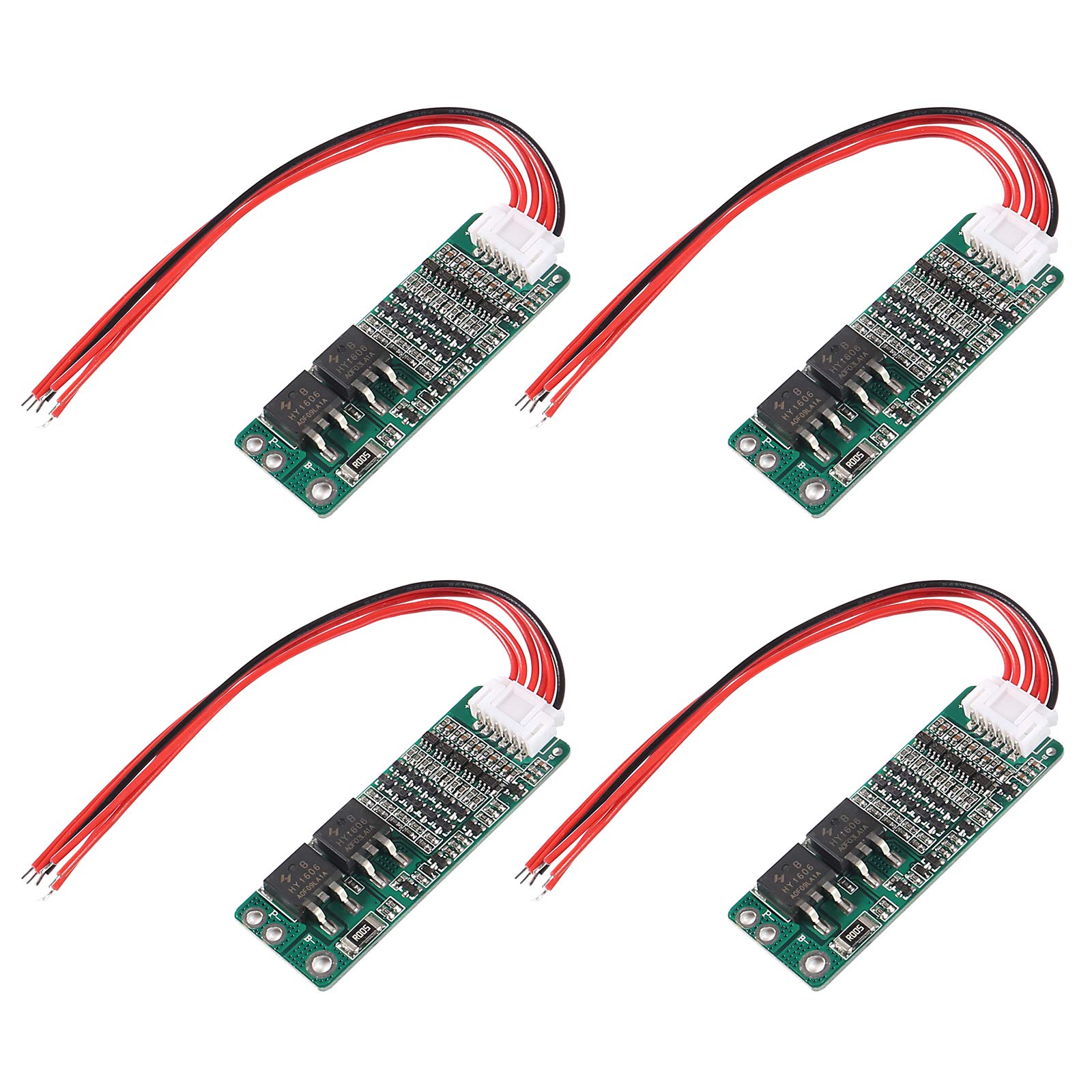 4 Pcs MELIFE 5S 15A Charger PCB BMS Protection Board for 18650 Lithium Battery Cell Battery Charger Lipo 18V 21V with 6-core Wire