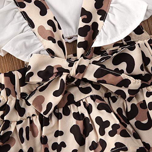 2Pcs Newborn Baby Girl Leopard Ruffles Sleeve Bodysuits Jumpsuit Headband Clothes Romper Set (A-Leopard, 0-6 Months)