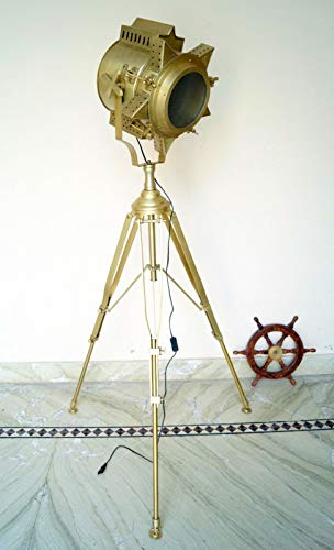 Hollywood Antique Heavy Classic Spot Light Search Light Tripod Floor Lamp Stand Collectibel