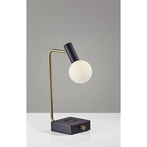 Adesso 3214-01 Windsor LED Desk Lamp Wireless Charging, 7W LED, 5W QI, USB Port, Indoor Lighting Lamps,Black