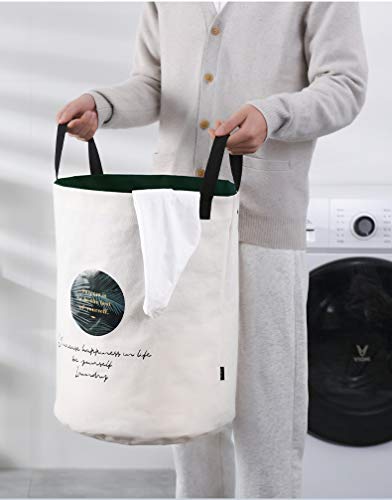 18.5" Laundry Hamper Large Waterproof, Laundry Hampers, Foldable Fabric Laundry Basket, Clothes Laundry Hamper, Toy Storage Bin, Waterproof Round Canvas Storage Basket